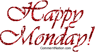 Happy Monday Red Glitter Script Image: Graphic Comment Meme or GIF