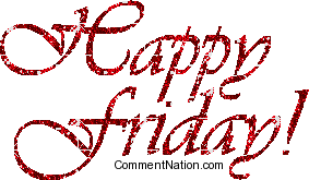 Happy Friday Red Glitter Script Image: Graphic Comment Meme or GIF