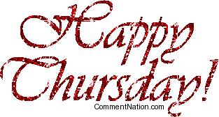 Happy Thursday Red Glitter Script Image: Graphic Comment Meme or GIF