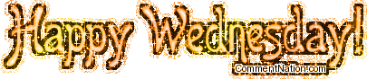 Happy Wednesday Orange Glitter Text Image: Graphic Comment Meme or GIF