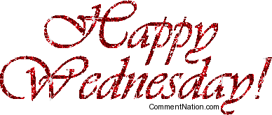 Happy Wednesday Red Glitter Script Image: Graphic Comment Meme or GIF